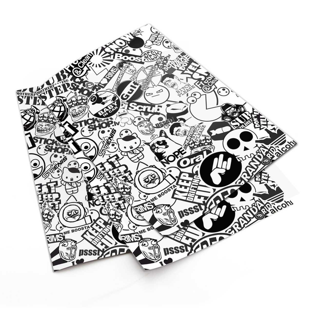 Black And White Stickerbomb V2 3X S komplekts | Stickerbomb
