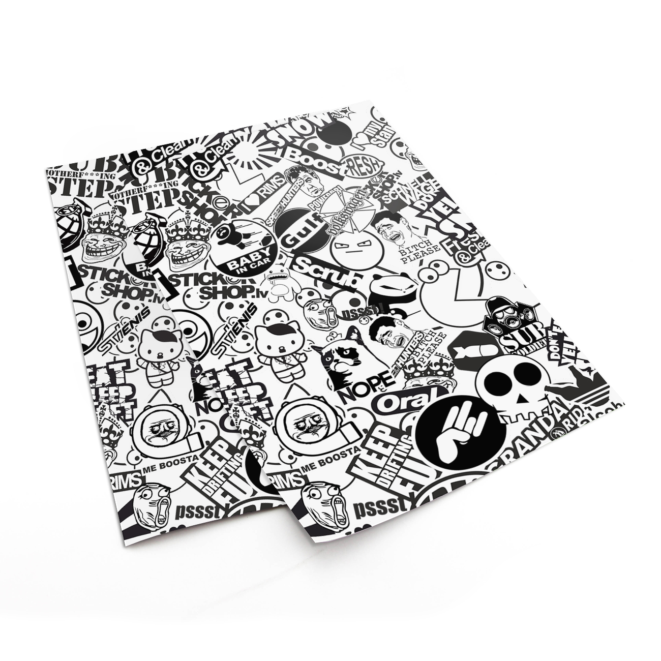 Black And White Stickerbomb V2 2X S komplekts | Stickerbomb